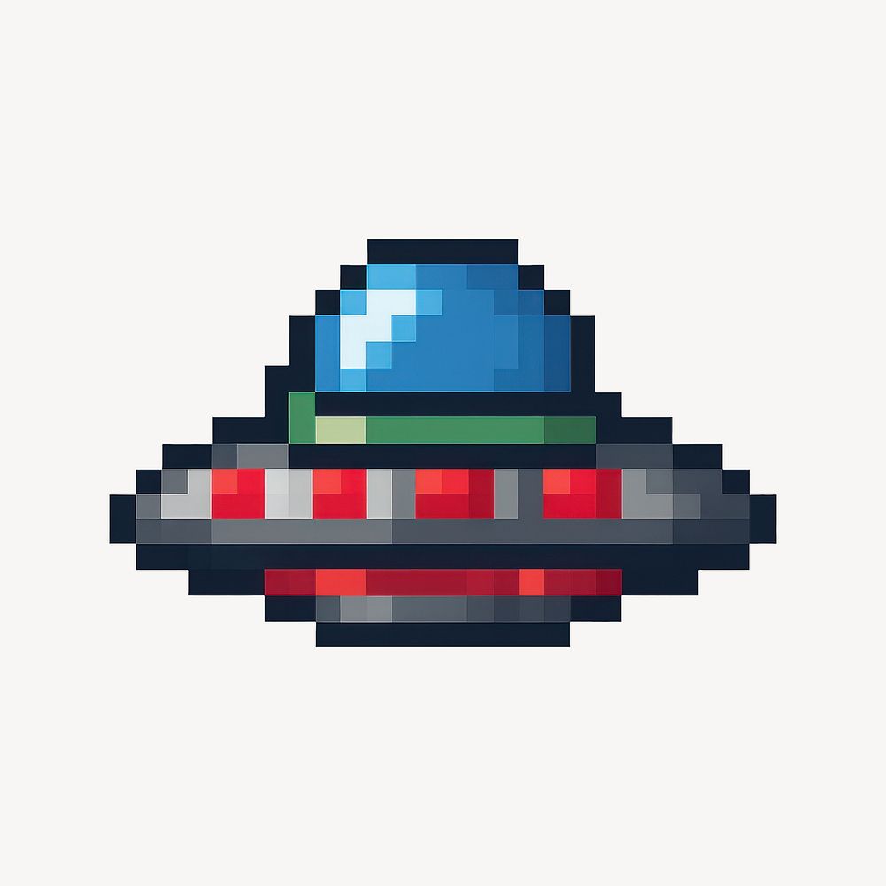 Pixelated UFO spaceship illustration | Free Photo Illustration - rawpixel