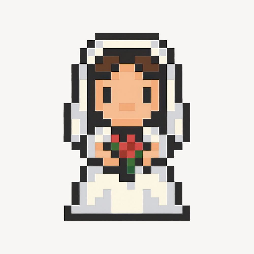 Pixelated bride holding flowers | Free Photo Illustration - rawpixel