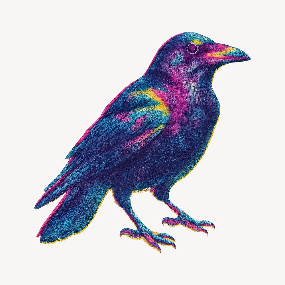 Vibrant neon crow illustration | Free Photo Illustration - rawpixel