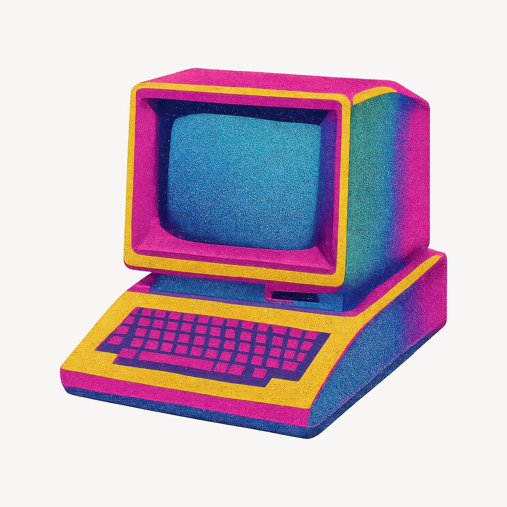 Retro vibrant computer illustration | Free Photo Illustration - rawpixel