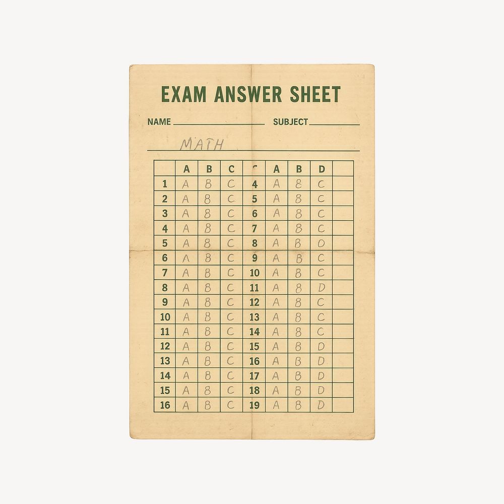 Vintage exam answer sheet graphic | Free Photo - rawpixel