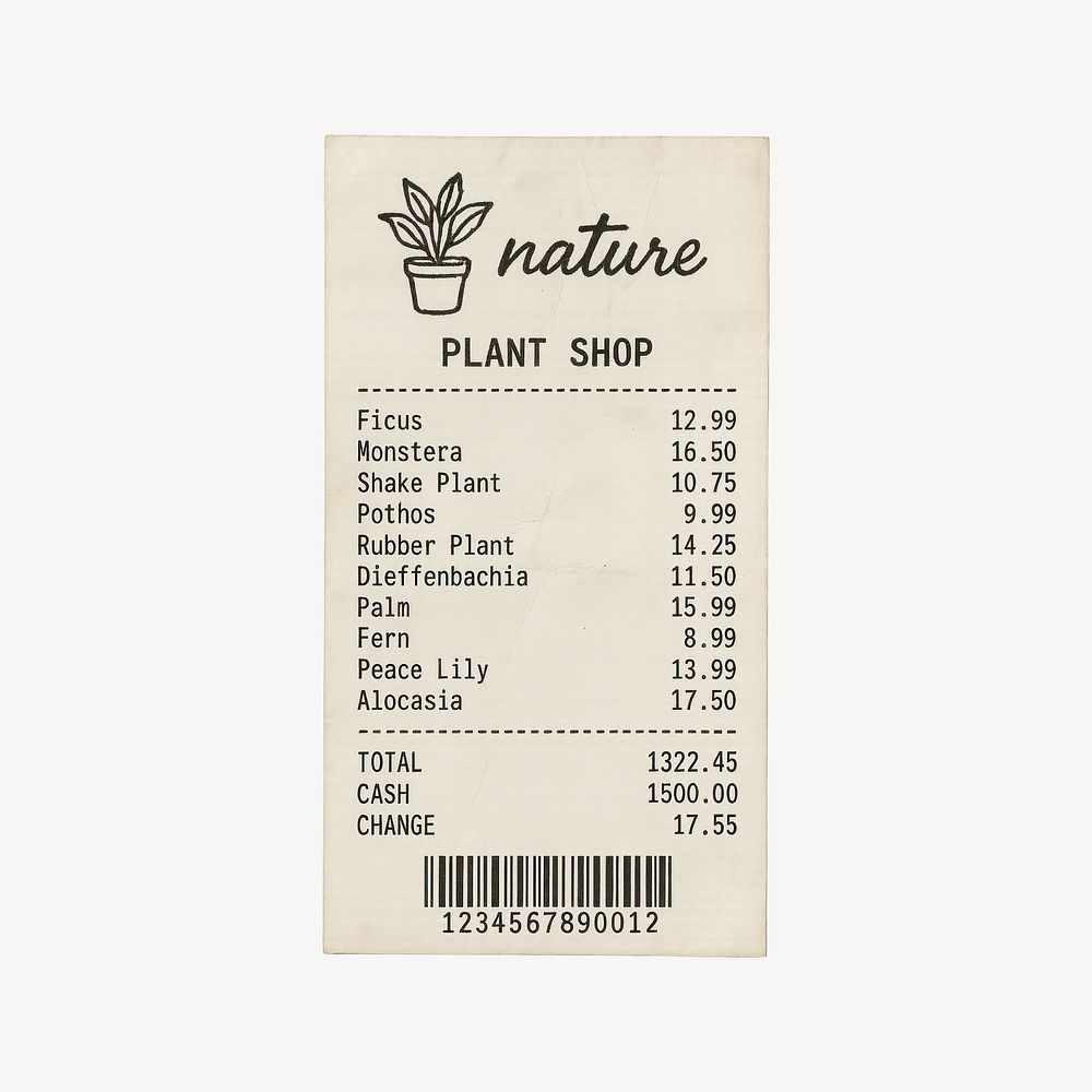Nature-themed plant shop receipt | Free Photo - rawpixel
