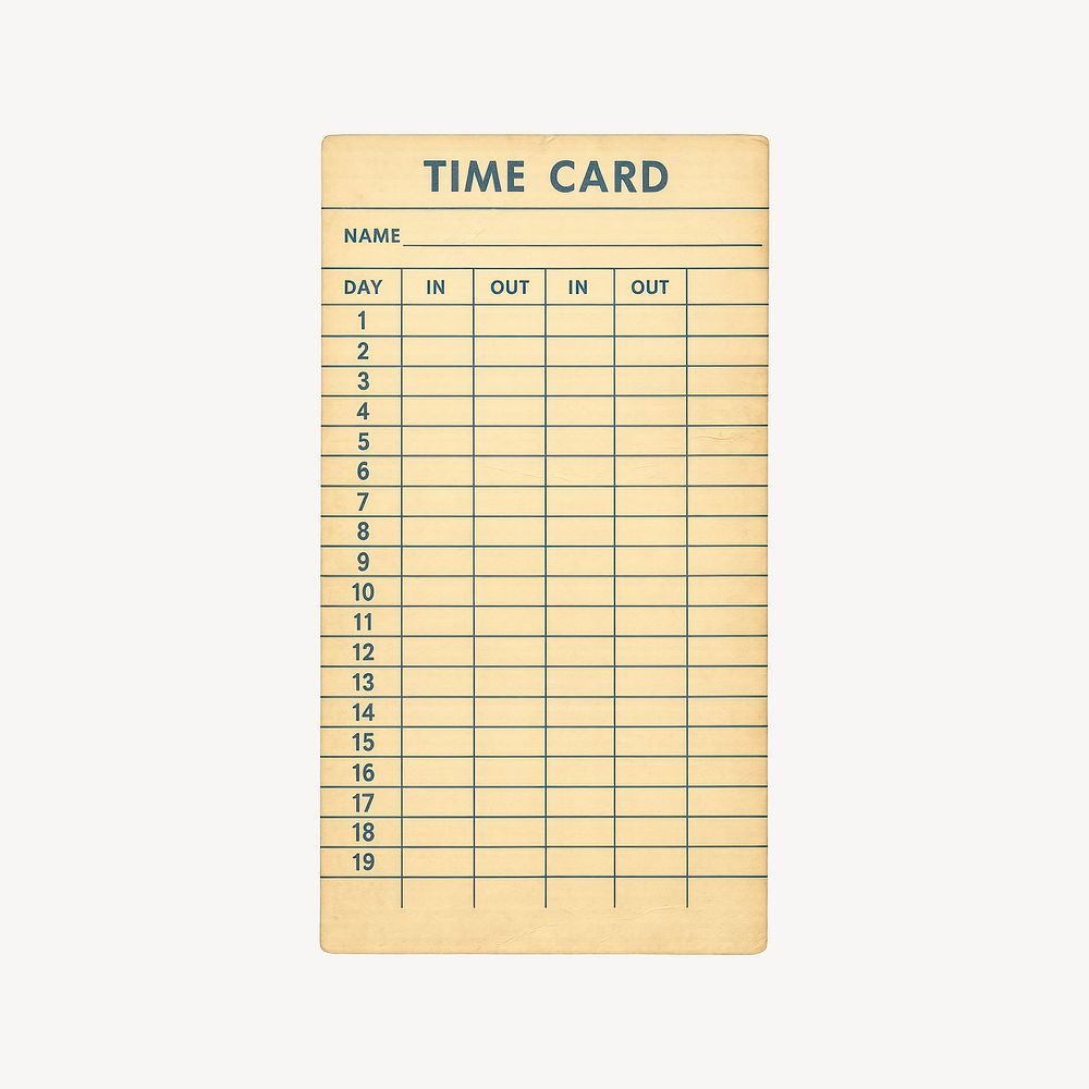 Vintage time card template | Free Photo - rawpixel