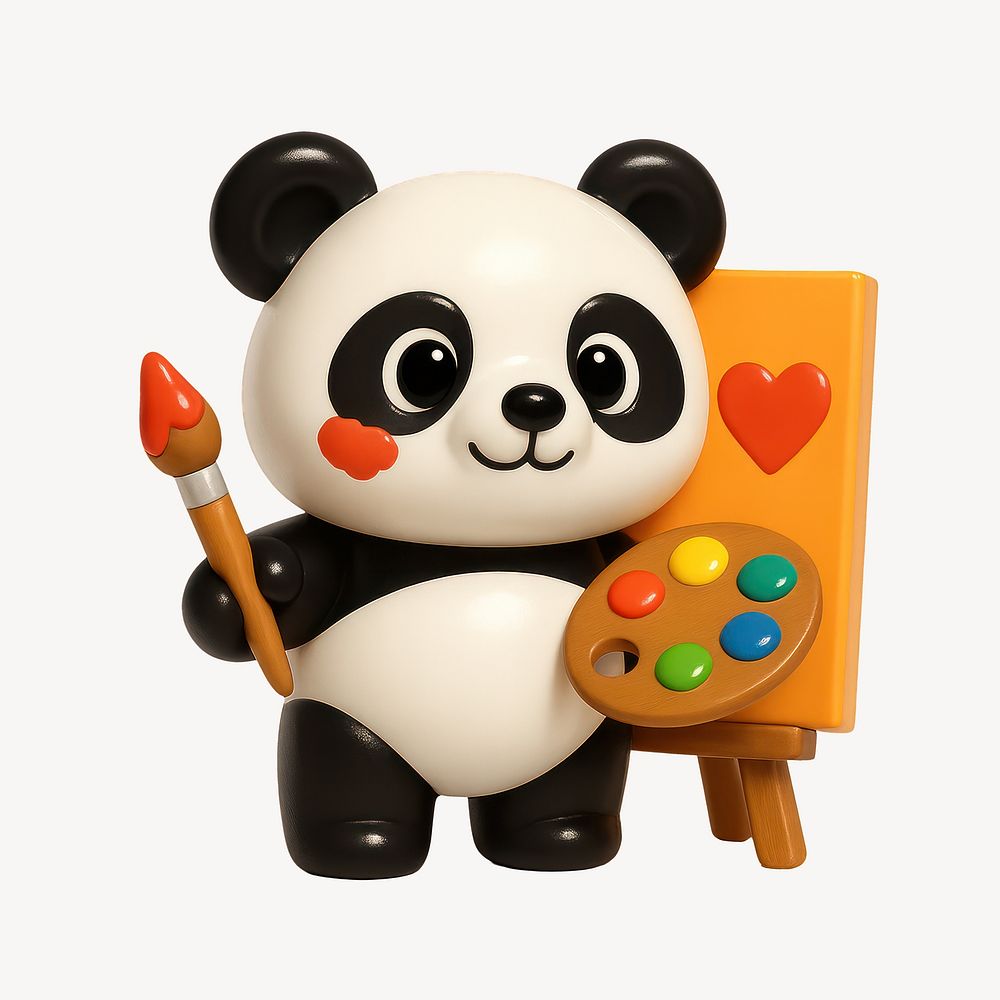 Cute panda artist painting | Free Photo Illustration - rawpixel