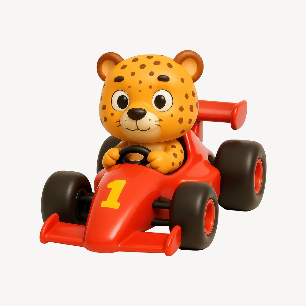 Cute cheetah toy racer | Free Photo Illustration - rawpixel