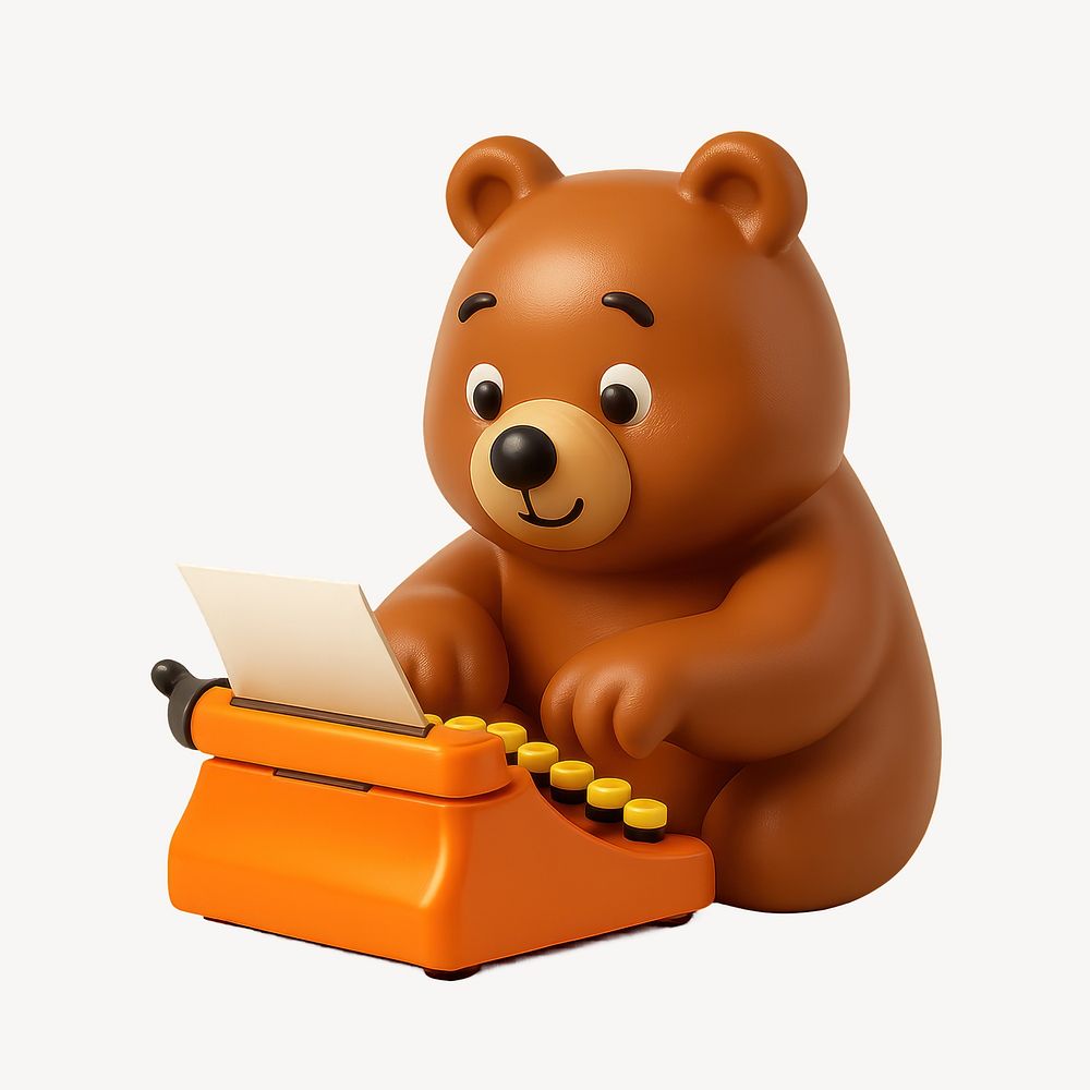Cute bear typing joyfully | Free Photo Illustration - rawpixel