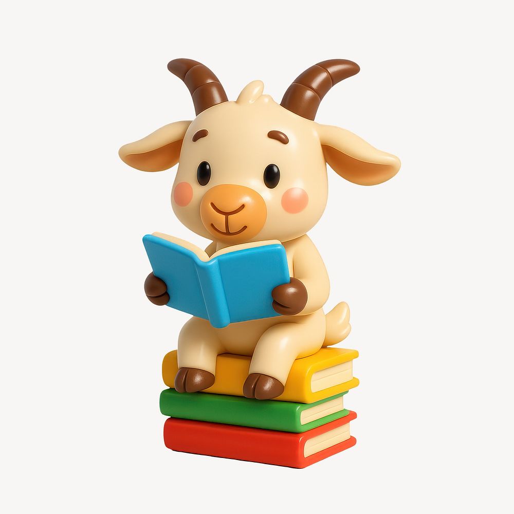 Cute goat reading books | Free Photo Illustration - rawpixel