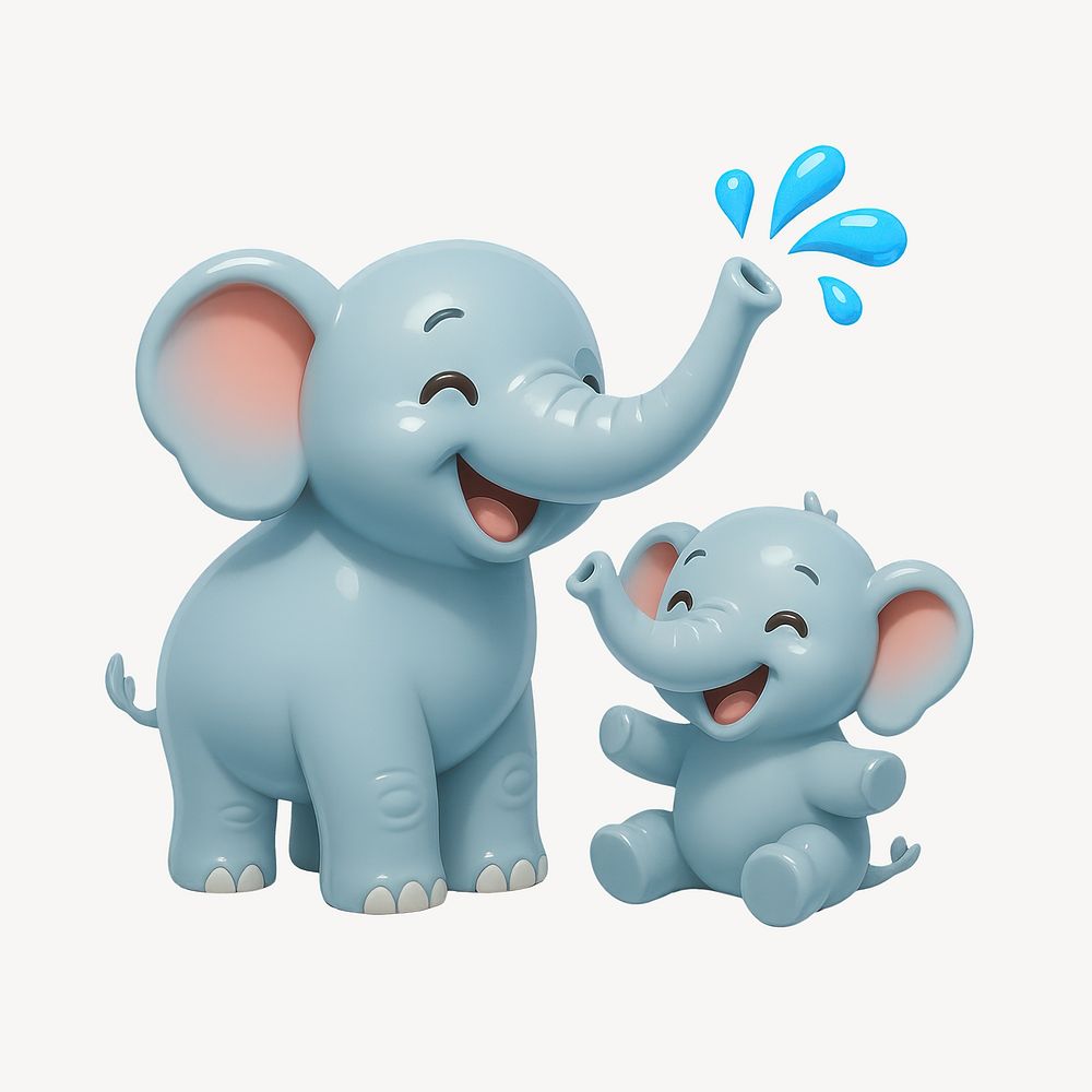 Playful cartoon elephants joy | Free Photo Illustration - rawpixel