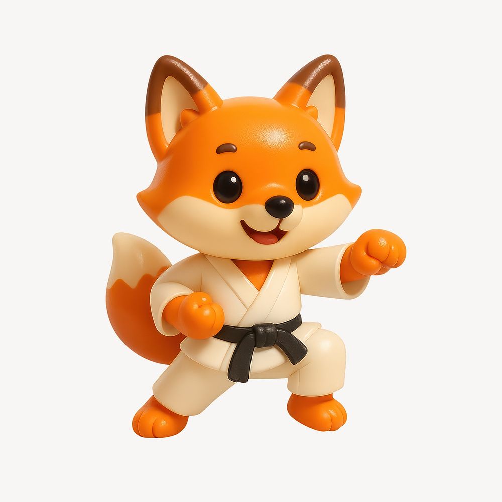 Cute karate fox figurine | Free Photo Illustration - rawpixel