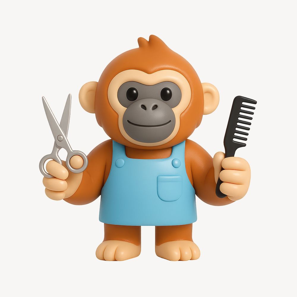 Cute monkey barber figurine | Free Photo Illustration - rawpixel