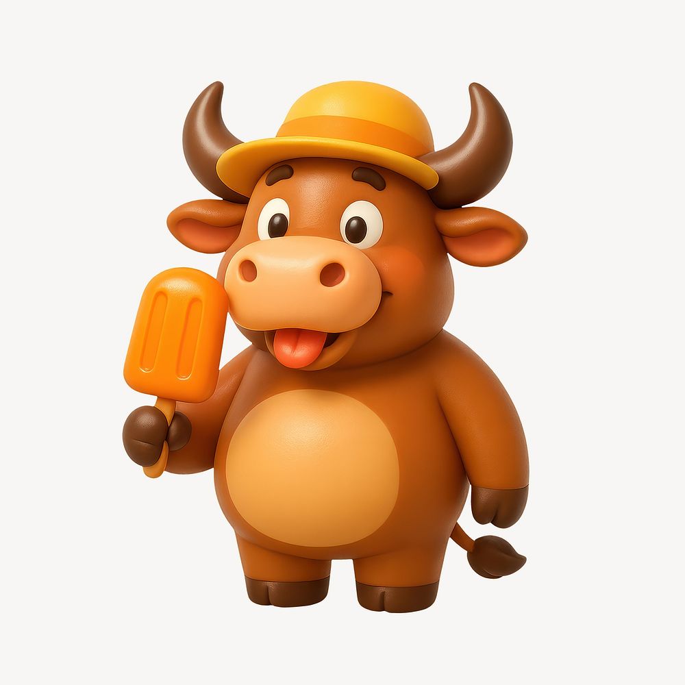 Cartoon cow enjoying popsicle | Free Photo Illustration - rawpixel