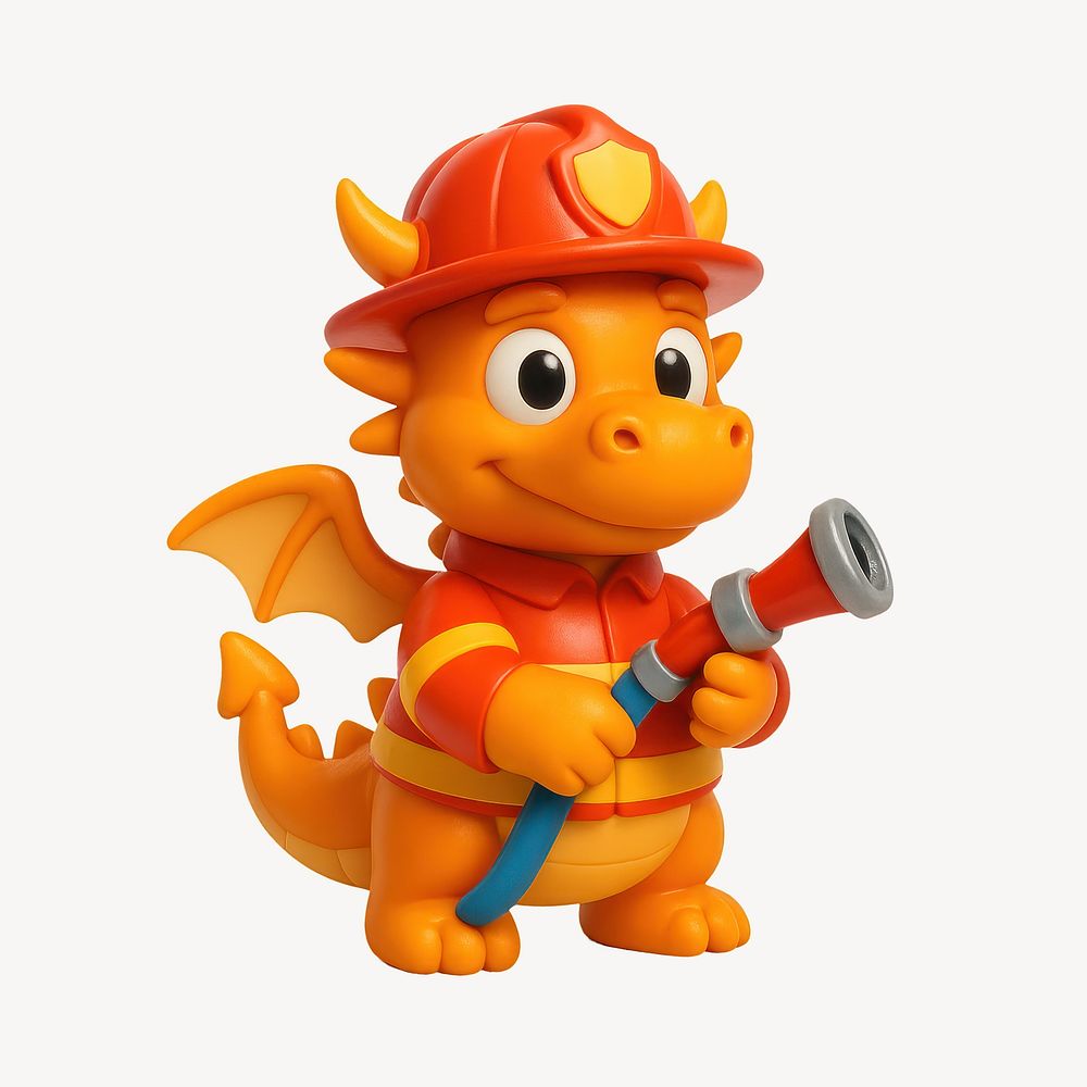 Adorable dragon firefighter toy figure | Free Photo Illustration - rawpixel