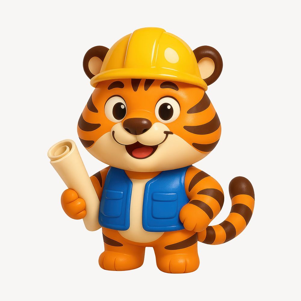 Cartoon tiger construction worker | Free Photo Illustration - rawpixel