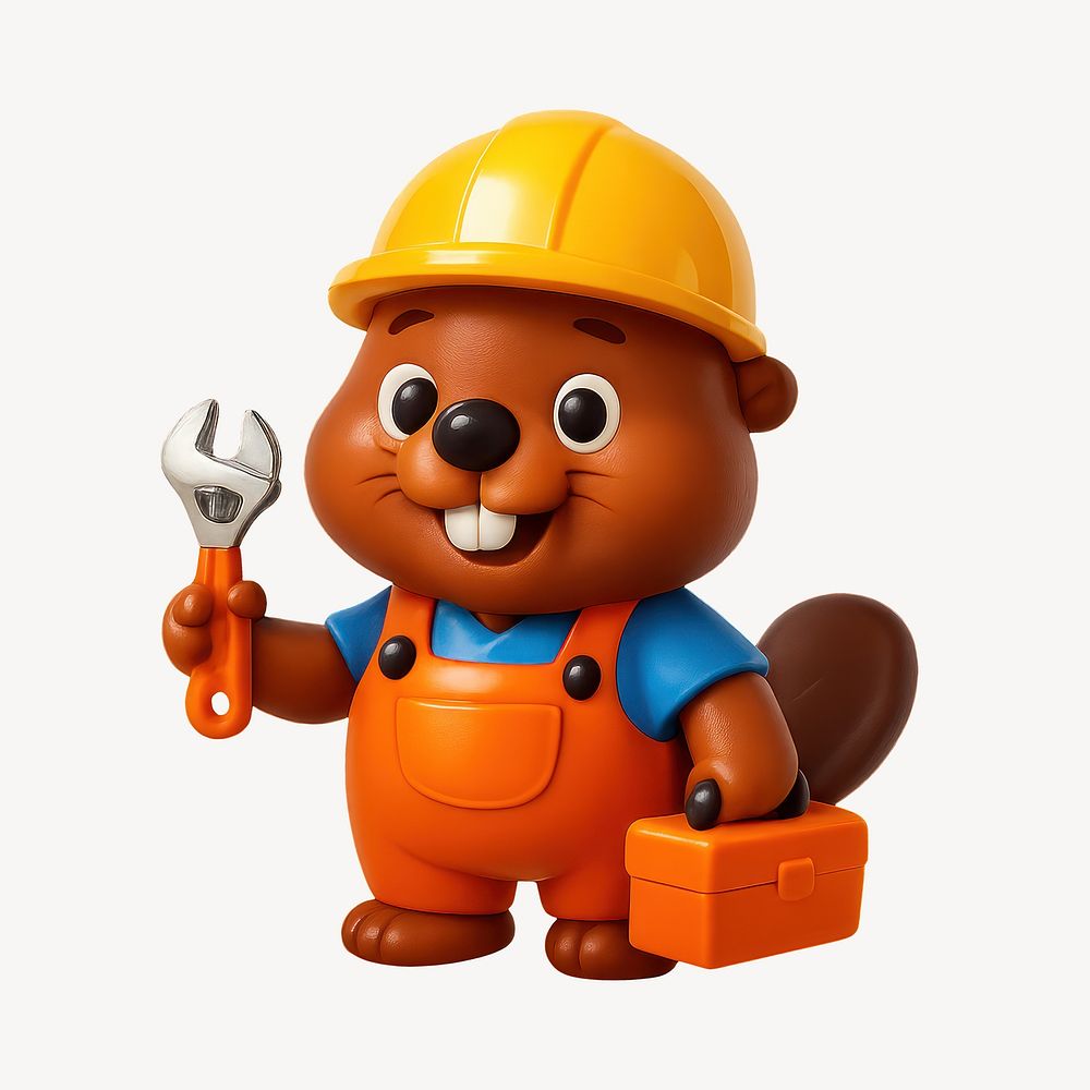 Cartoon beaver construction worker | Free Photo Illustration - rawpixel