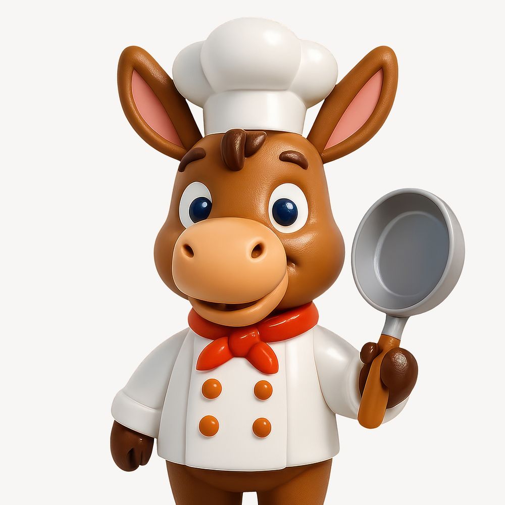 Cartoon donkey chef cooking | Free Photo Illustration - rawpixel