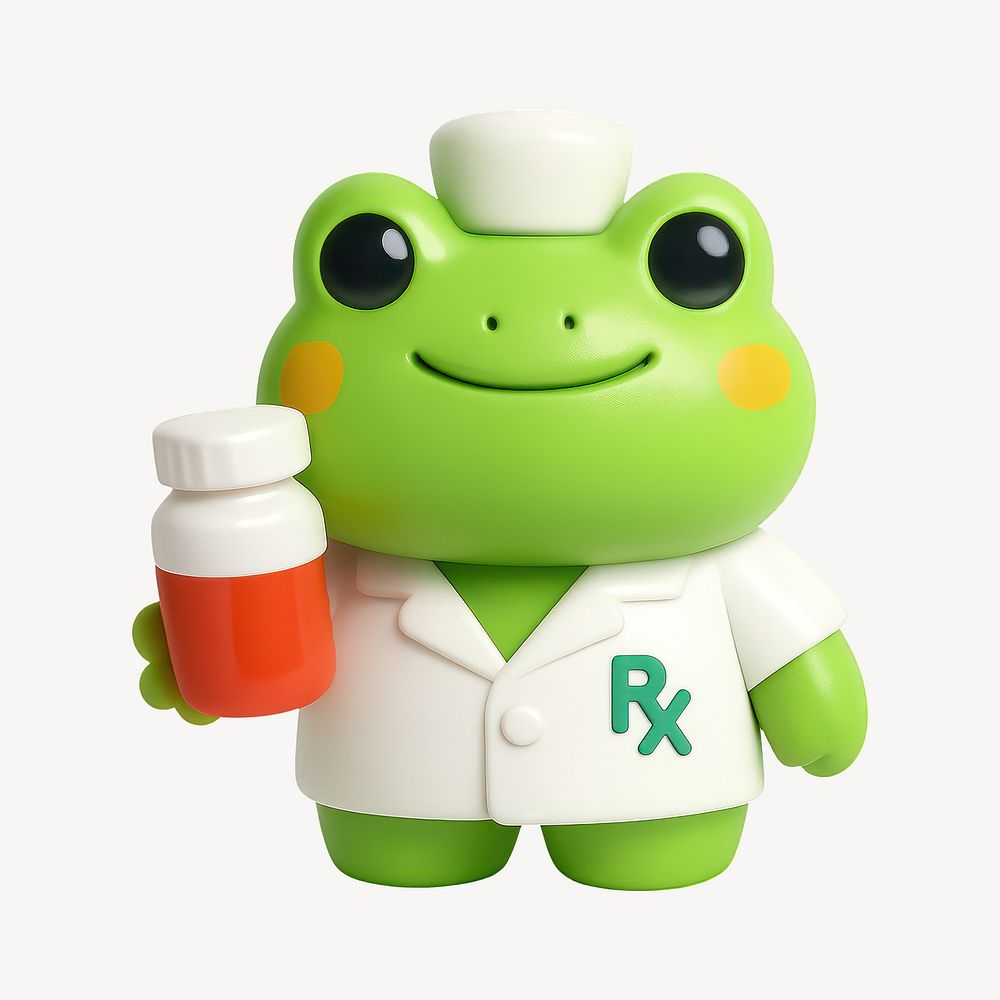 Cute frog pharmacist toy figure | Free Photo Illustration - rawpixel