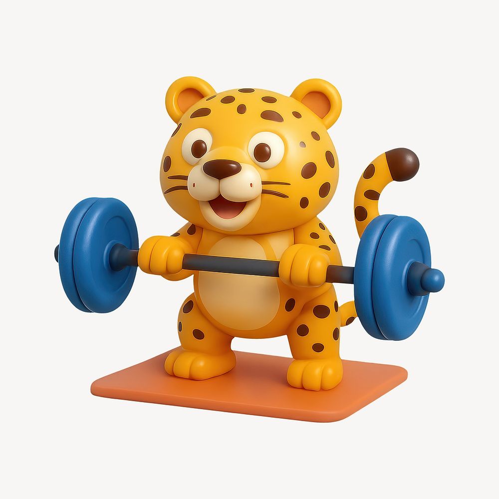 Cartoon leopard lifting weights | Free Photo Illustration - rawpixel