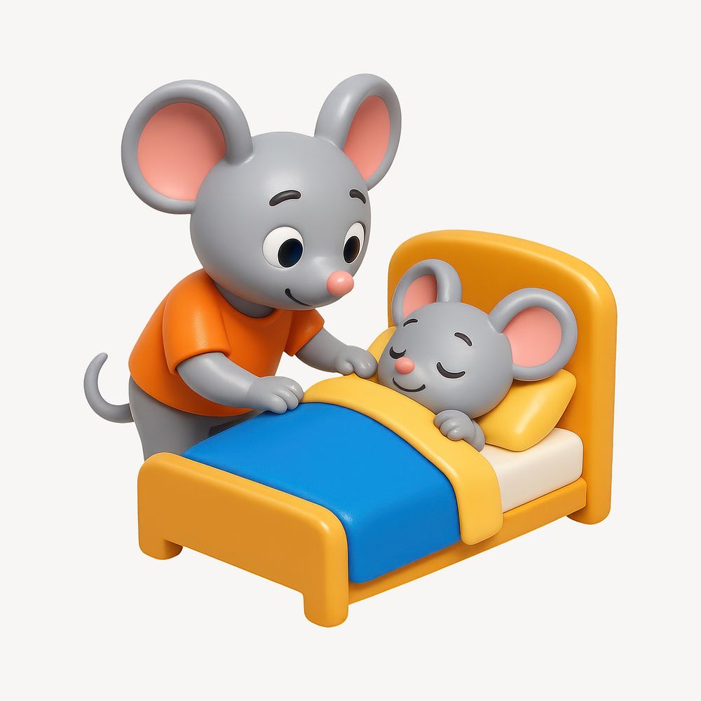 Cute mice bedtime scene | Free Photo Illustration - rawpixel