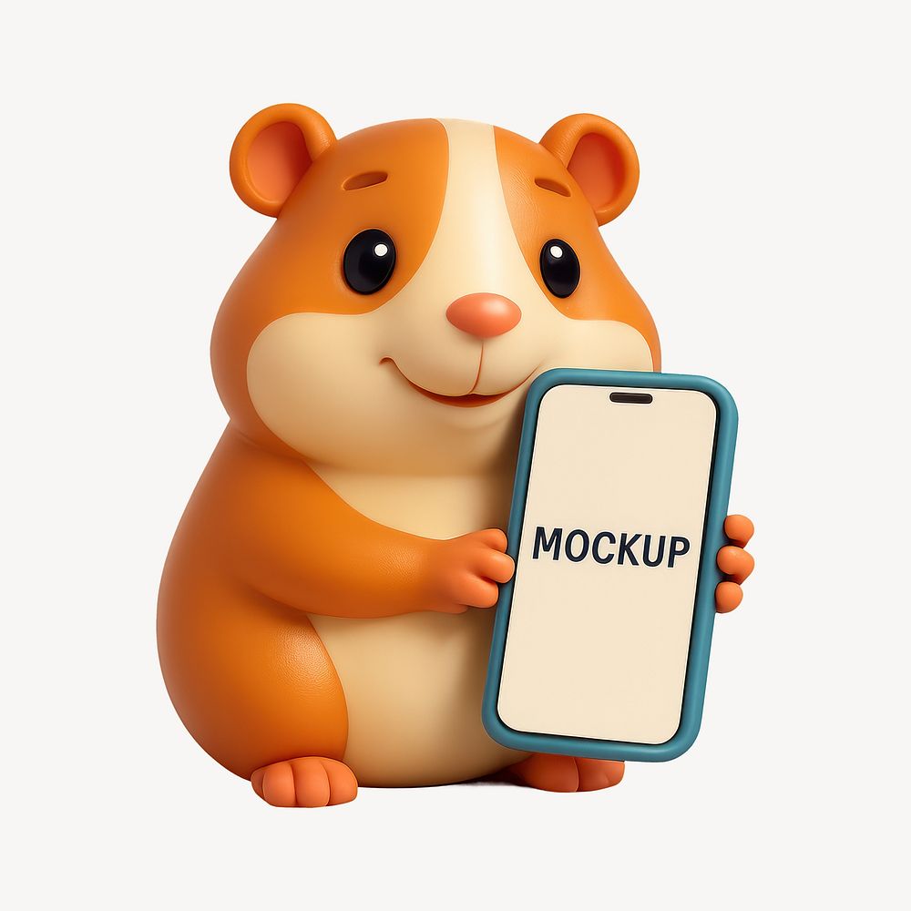 Cute hamster holding phone mockup | Free Photo Illustration - rawpixel
