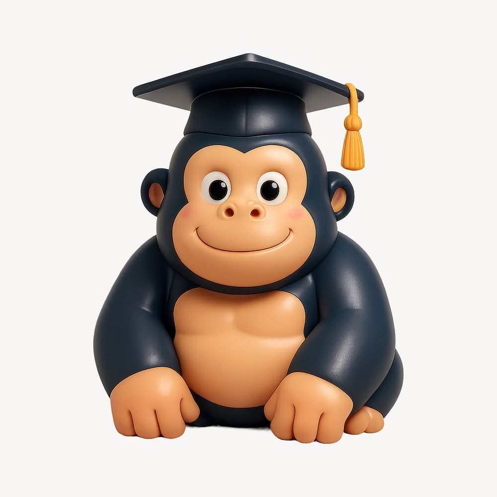 Graduation monkey toy figurine | Free Photo Illustration - rawpixel