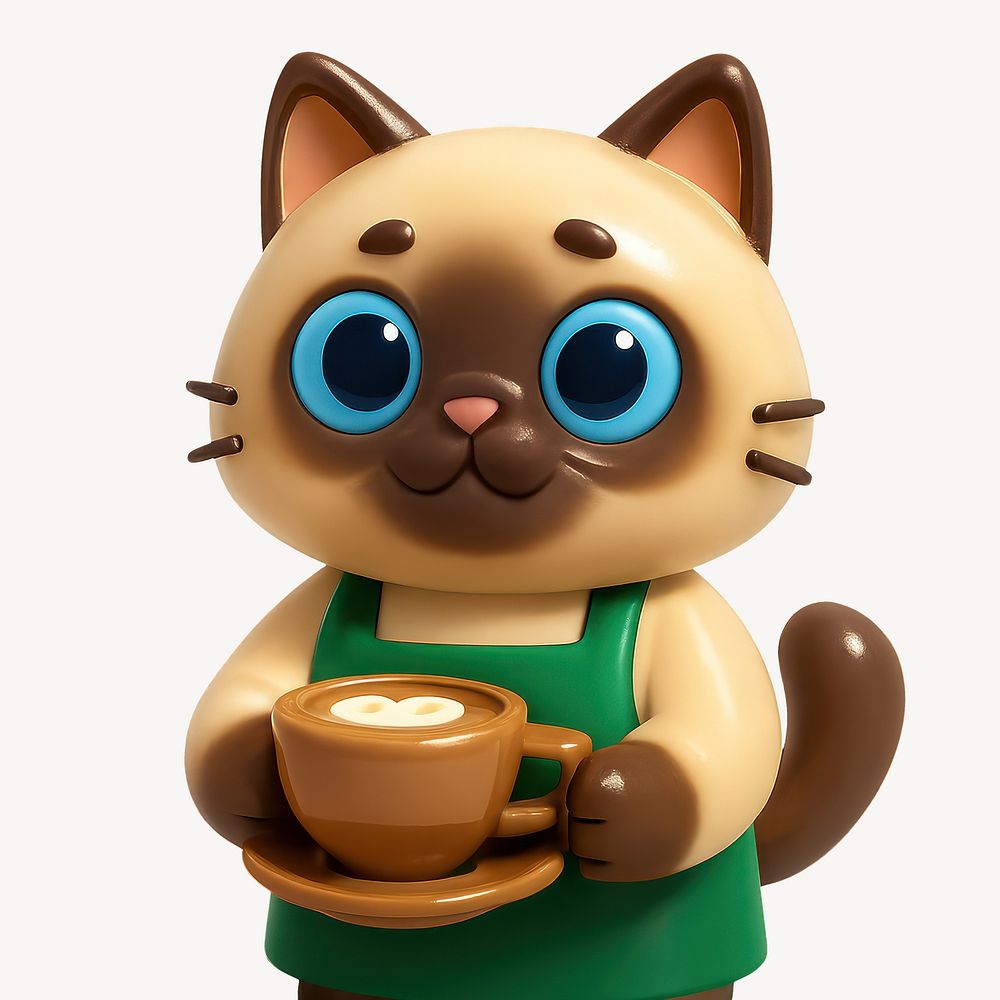 Cute cat barista figurine | Free Photo Illustration - rawpixel