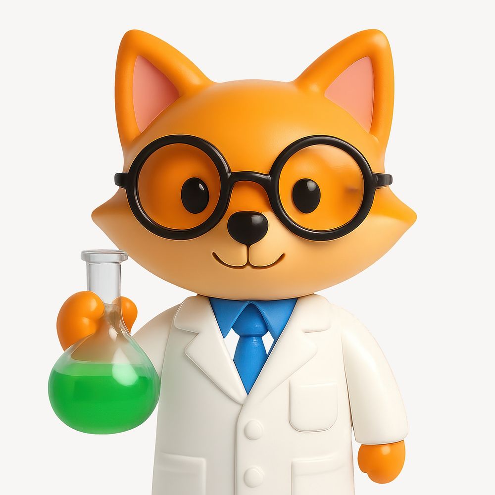 Cartoon fox scientist figurine | Free Photo Illustration - rawpixel