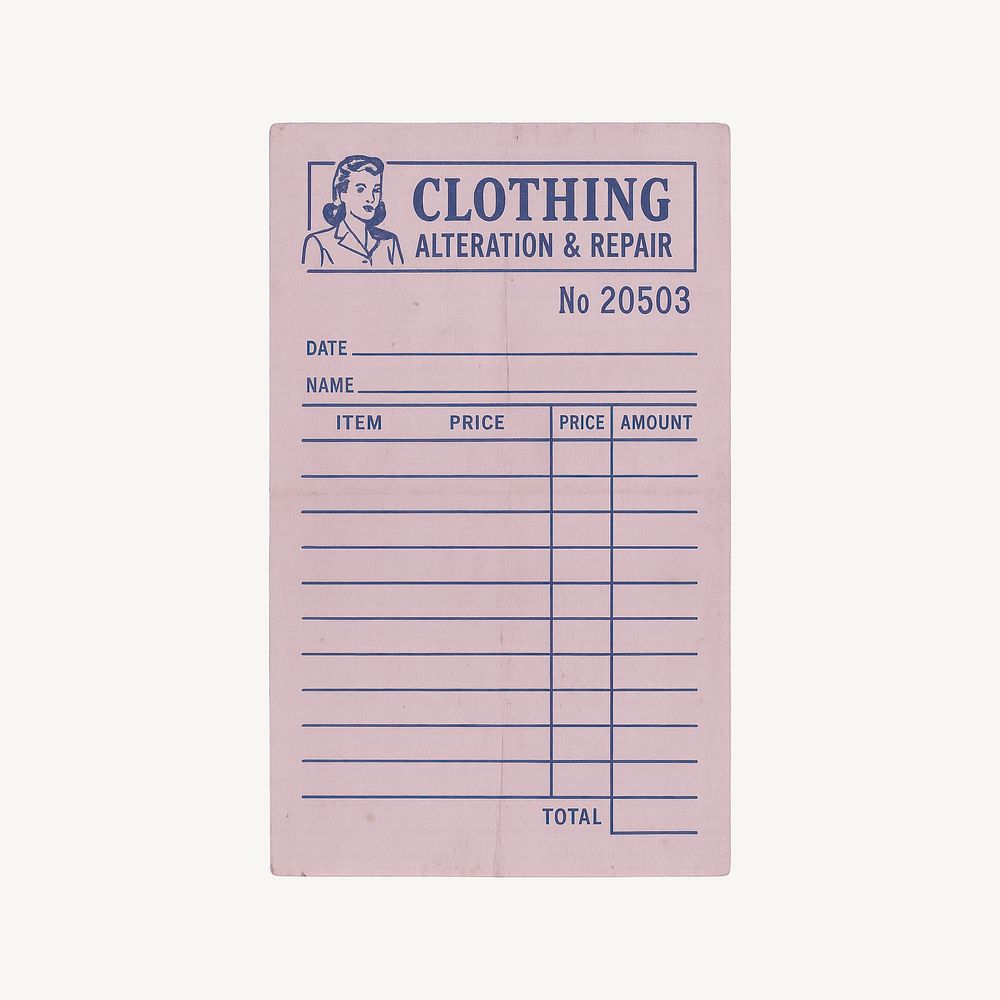 Vintage clothing repair receipt | Free Photo - rawpixel