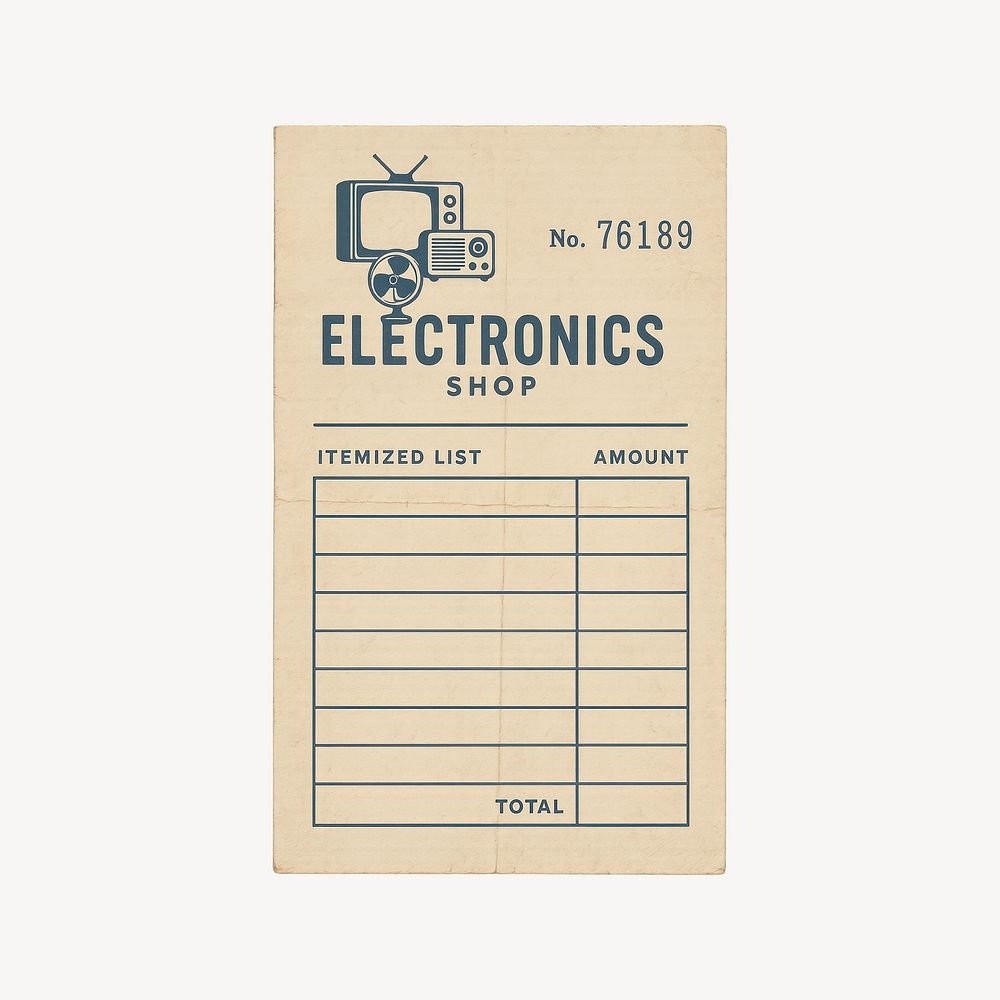 Vintage electronics shop receipt | Free Photo - rawpixel
