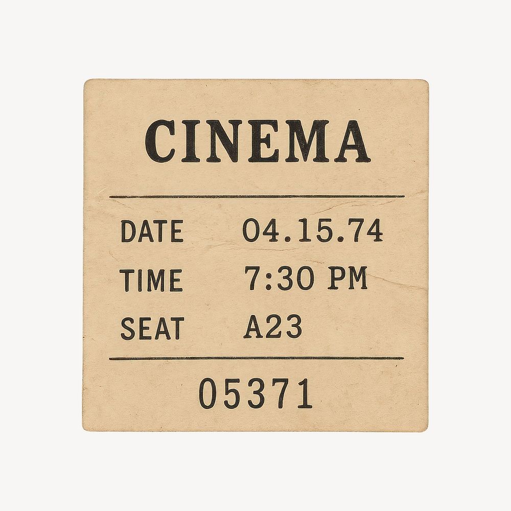 Vintage cinema ticket stub graphic | Free Photo - rawpixel