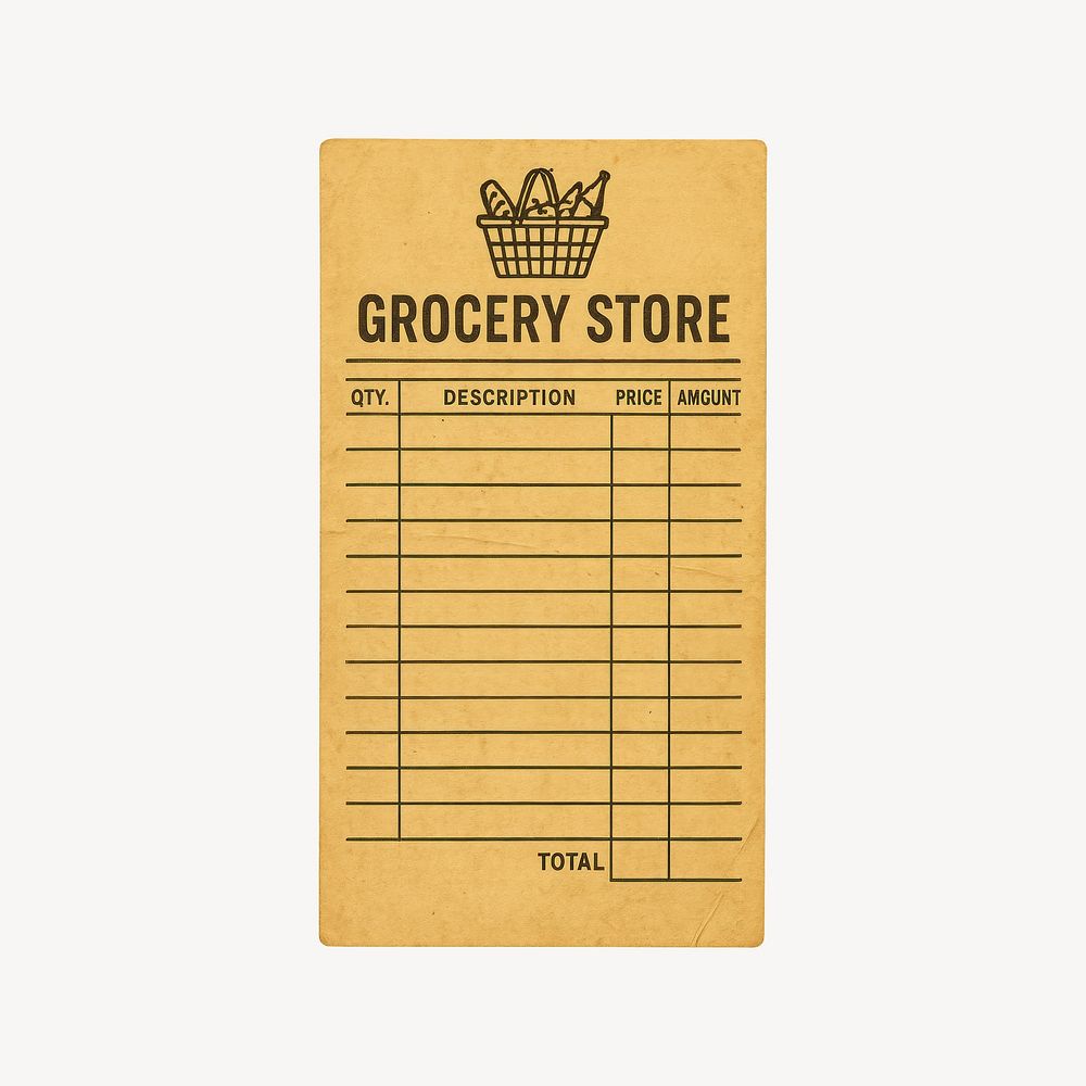Vintage grocery store receipt template | Free Photo - rawpixel