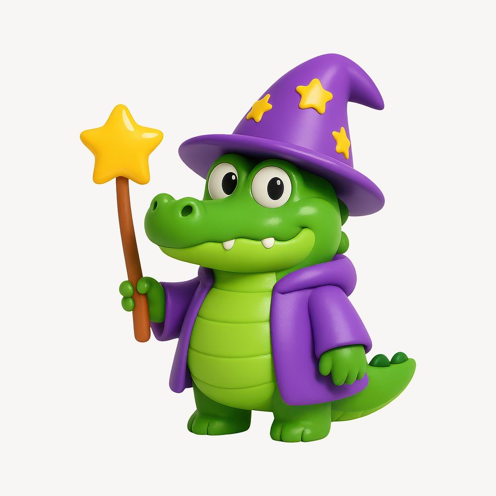 Cute crocodile wizard illustration | Free Photo Illustration - rawpixel
