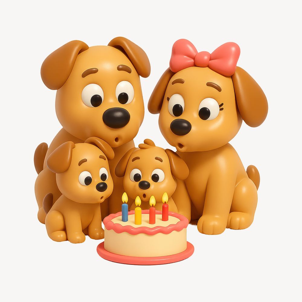 Cute cartoon dogs celebrating birthday | Free Photo Illustration - rawpixel