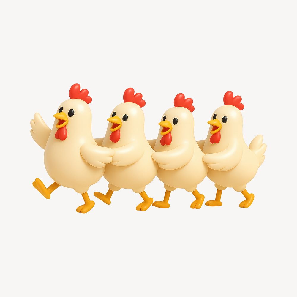 Four cheerful cartoon chickens marching | Free Photo Illustration ...