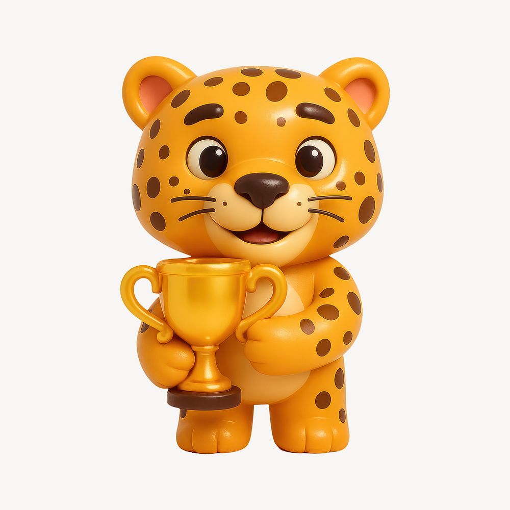 Cute leopard holding trophy | Free Photo Illustration - rawpixel