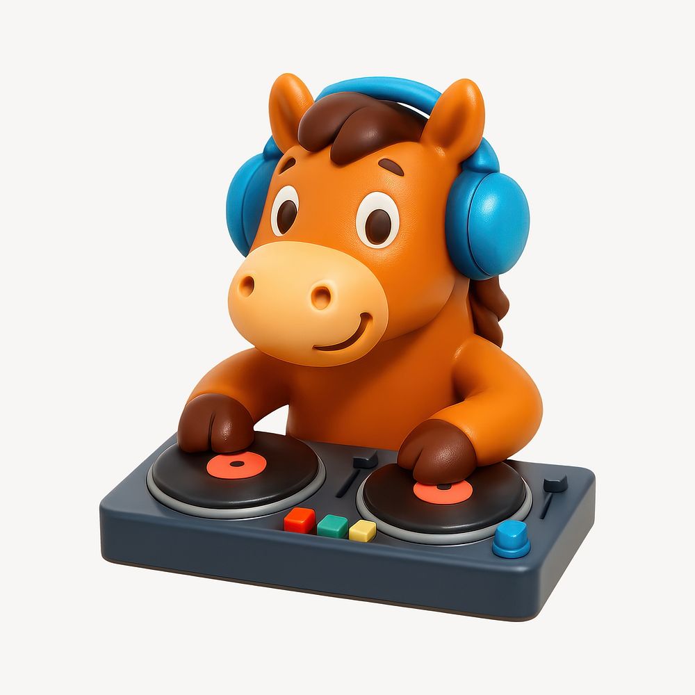Cartoon horse DJ spinning records | Free Photo Illustration - rawpixel