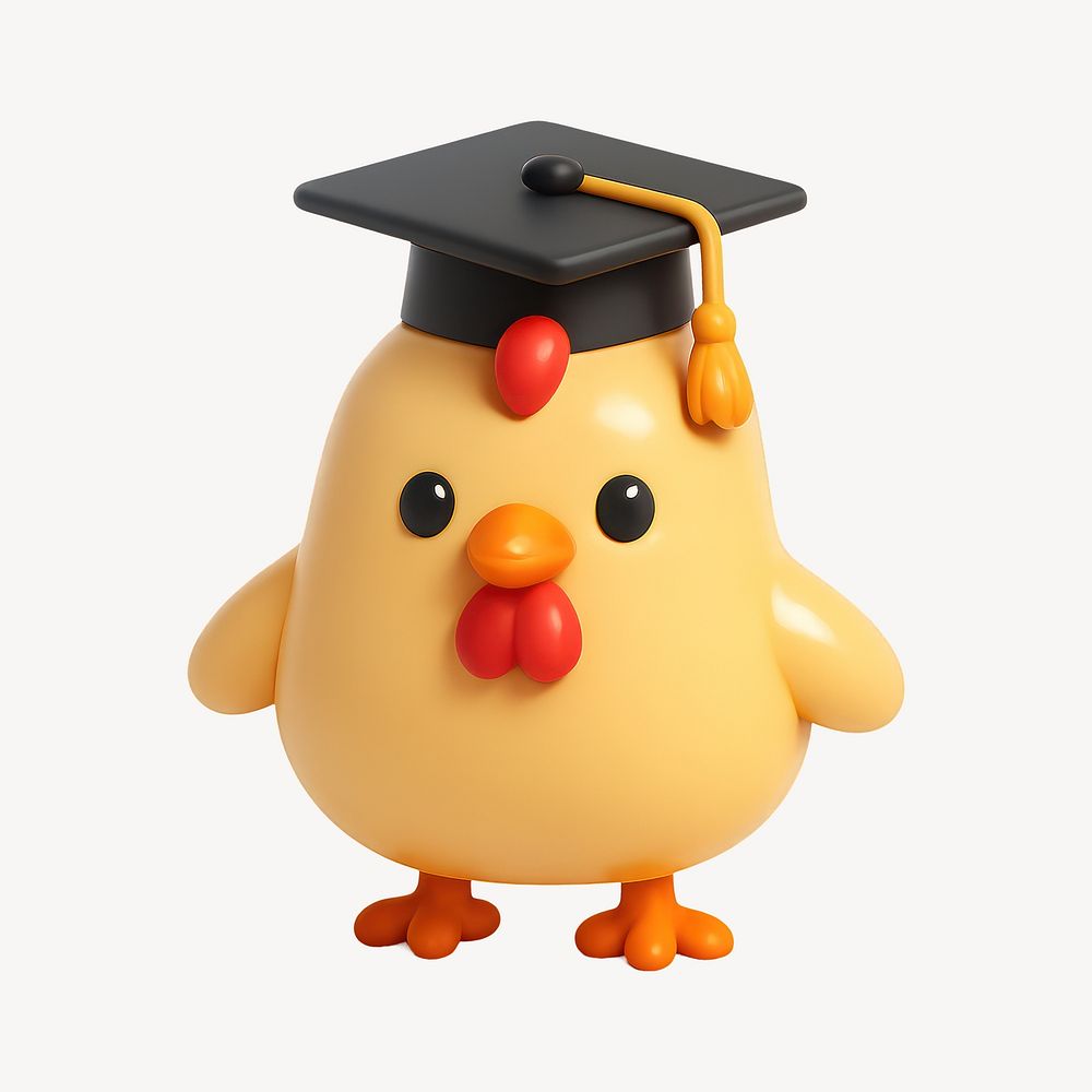 Graduation-themed cartoon chicken illustration | Free Photo ...