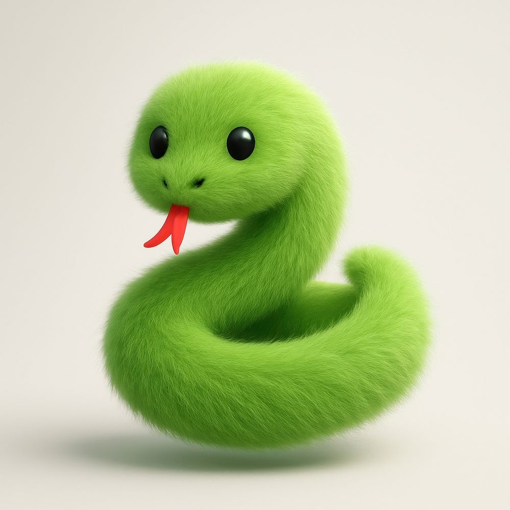 Cute fuzzy green snake illustration | Free Photo Illustration - rawpixel