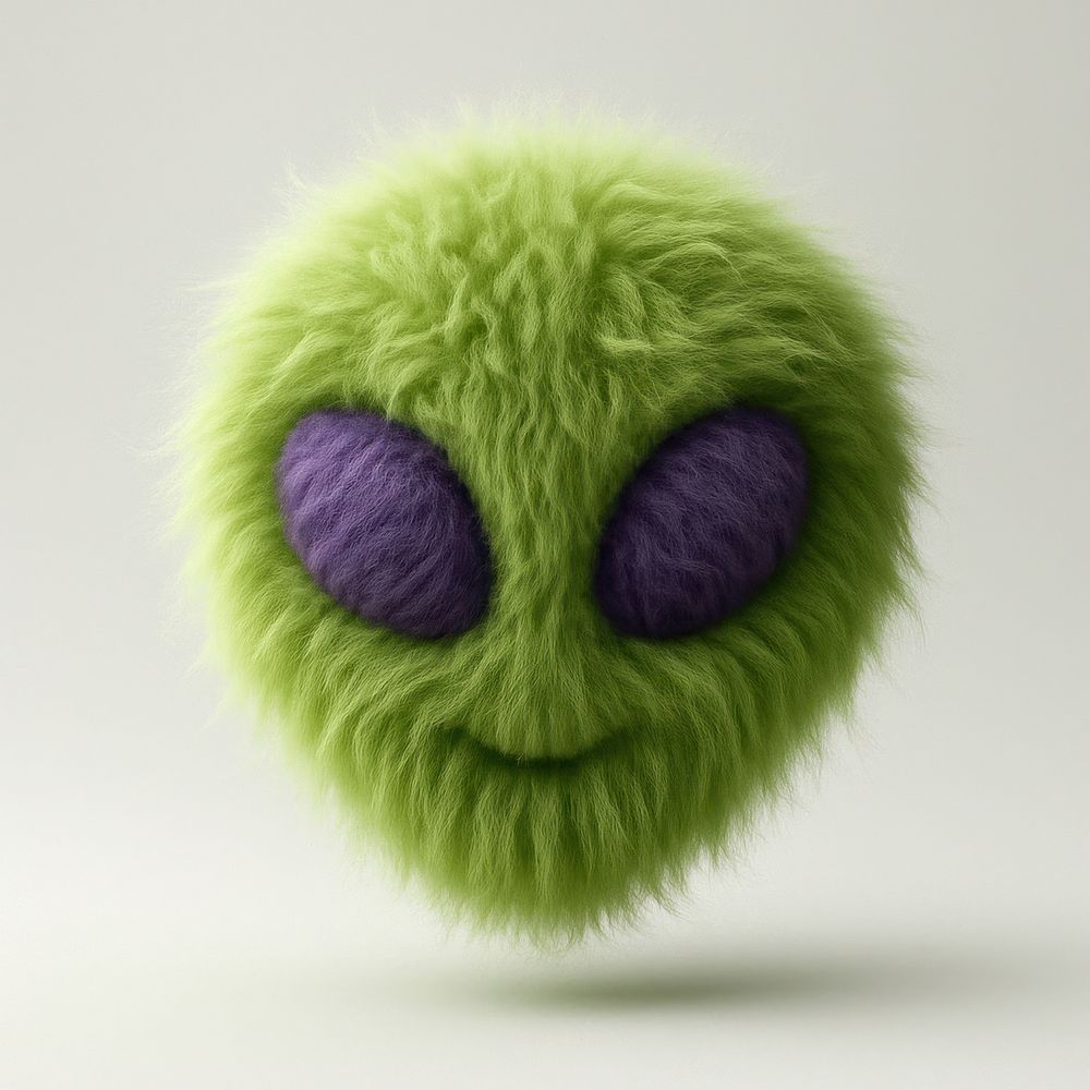 Fuzzy green alien face illustration | Free Photo Illustration - rawpixel