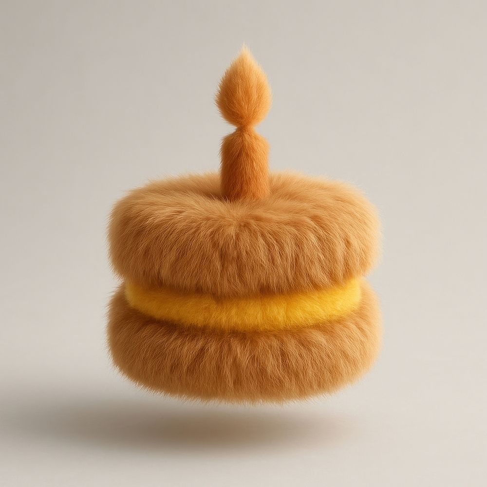 Furry cake with candle illustration | Free Photo Illustration - rawpixel