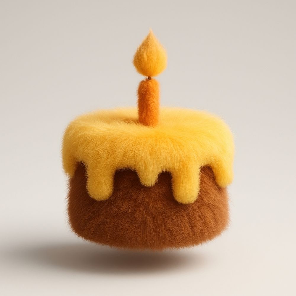 Furry cake with candle illustration | Free Photo Illustration - rawpixel