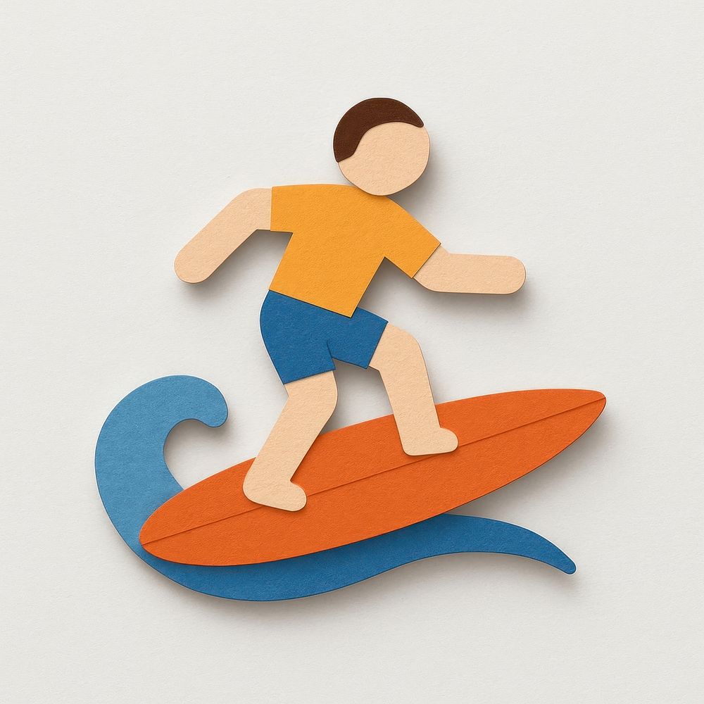 Colorful paper surfer illustration | Free Photo Illustration - rawpixel