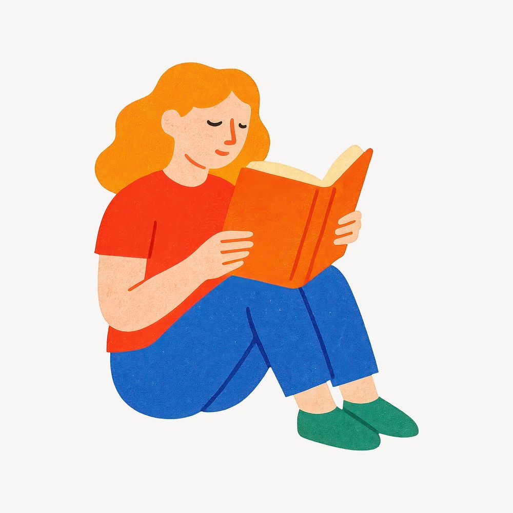 Reading person colorful illustration | Free Photo Illustration - rawpixel