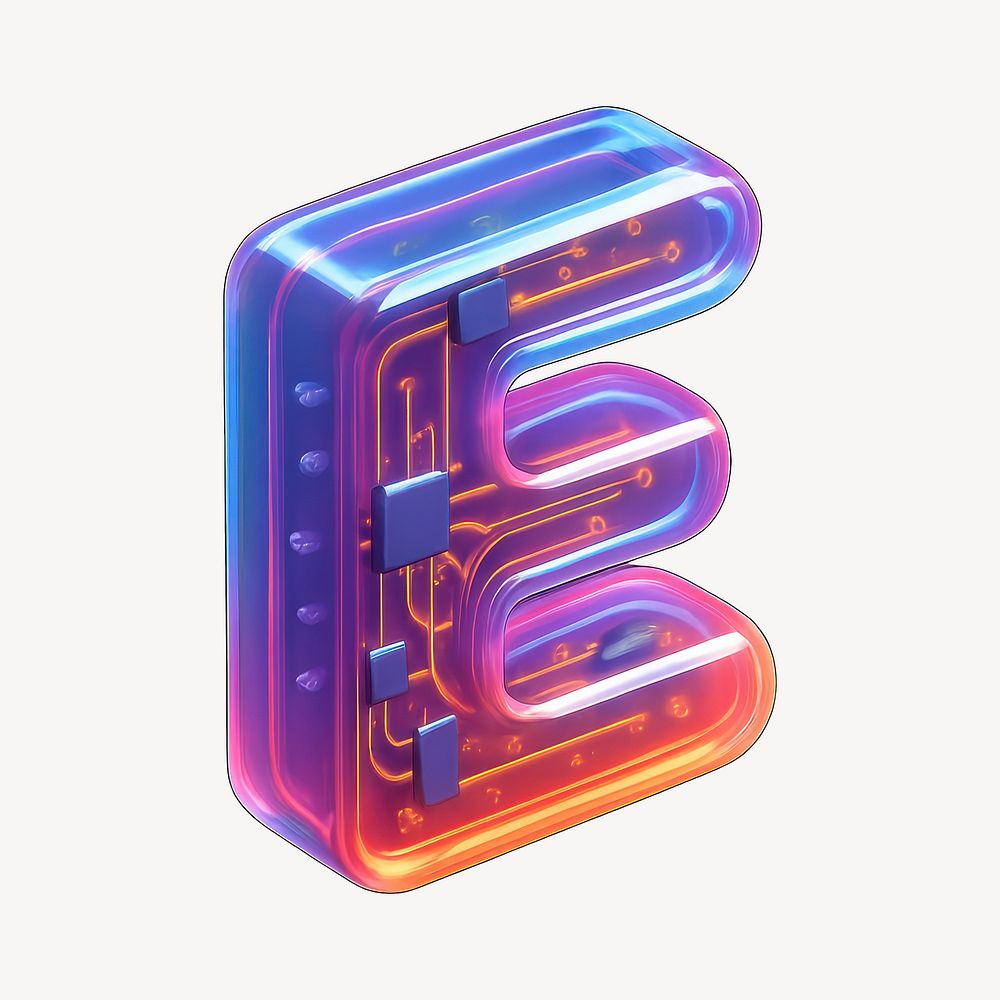 Futuristic neon letter E | Free Photo Illustration - rawpixel