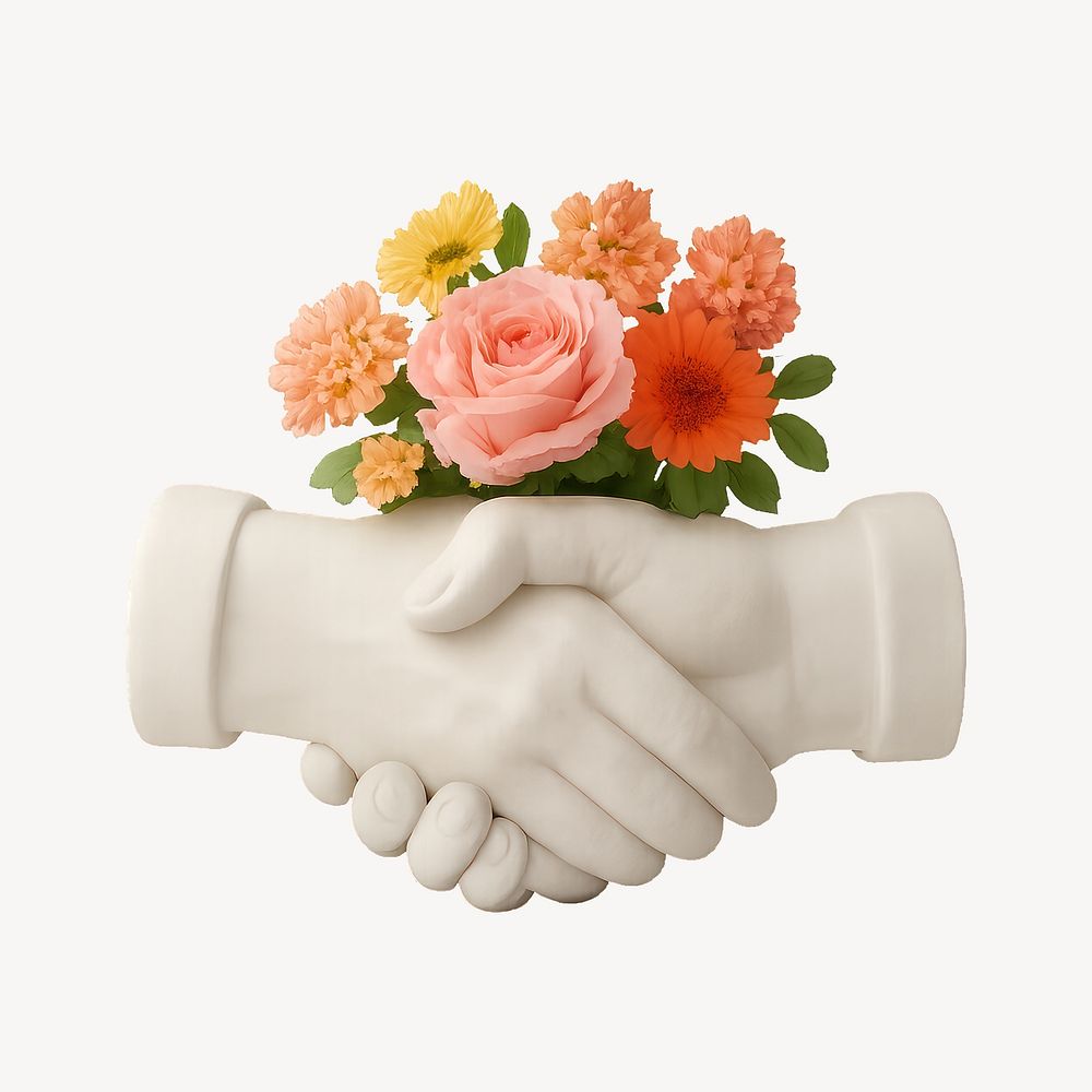 Handshake flowers unity symbolism | Free Photo Illustration - rawpixel