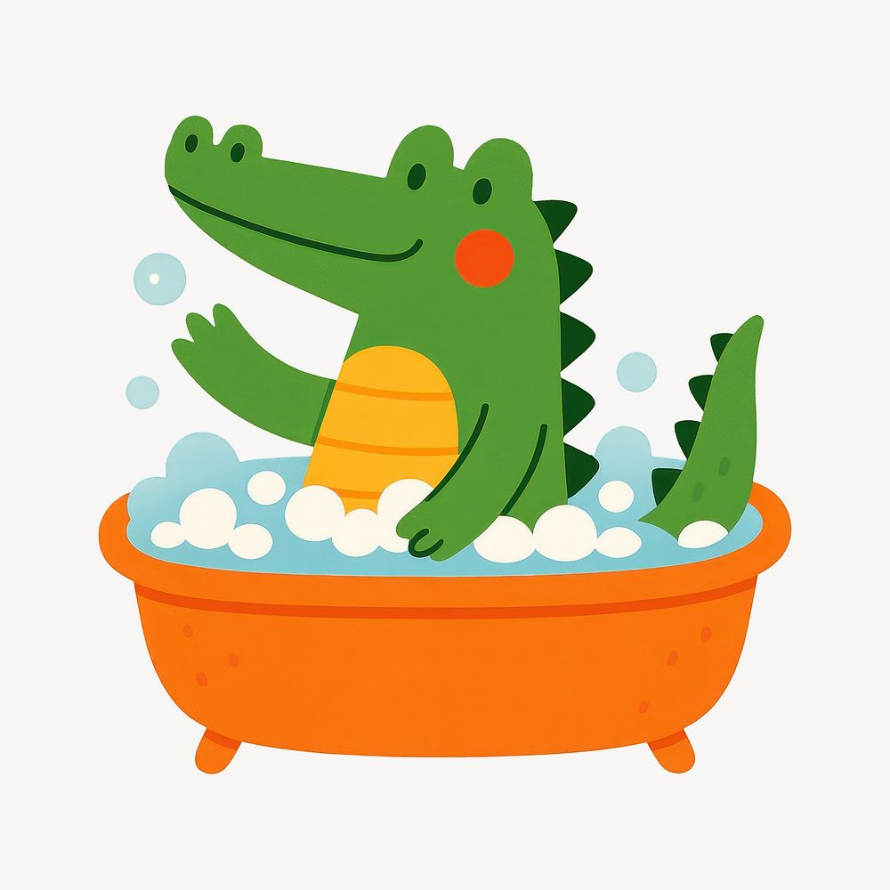 Playful crocodile bath time | Free Photo Illustration - rawpixel