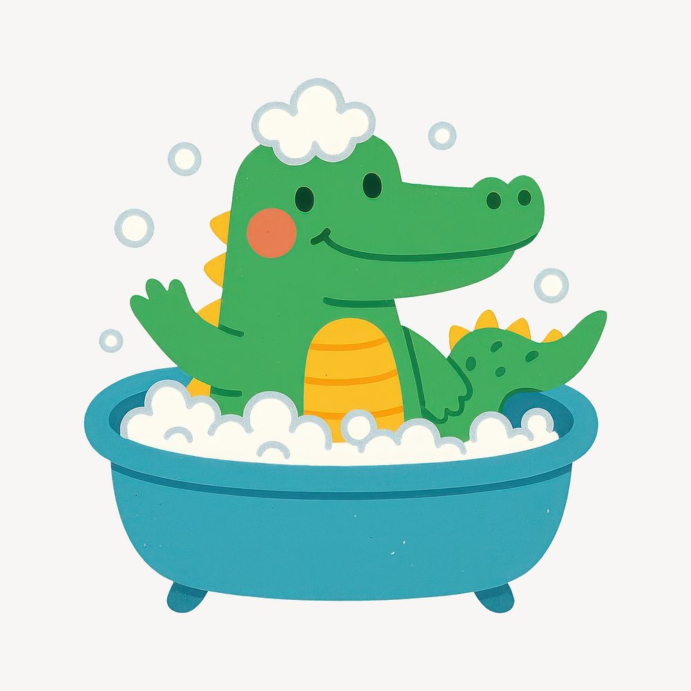 Cute crocodile bath time | Free Photo Illustration - rawpixel