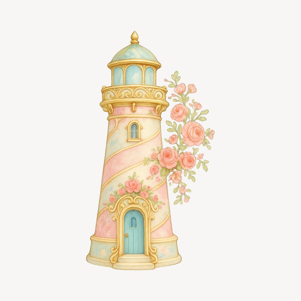 Whimsical floral lighthouse illustration | Free Photo Illustration ...