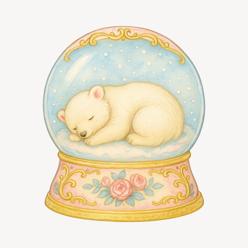 Cute bear snow globe illustration | Free Photo Illustration - rawpixel