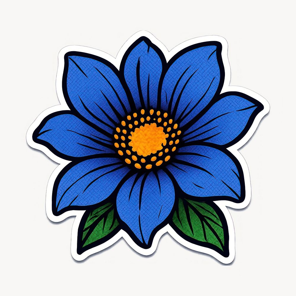 Vibrant blue floral sticker | Free Photo Illustration - rawpixel