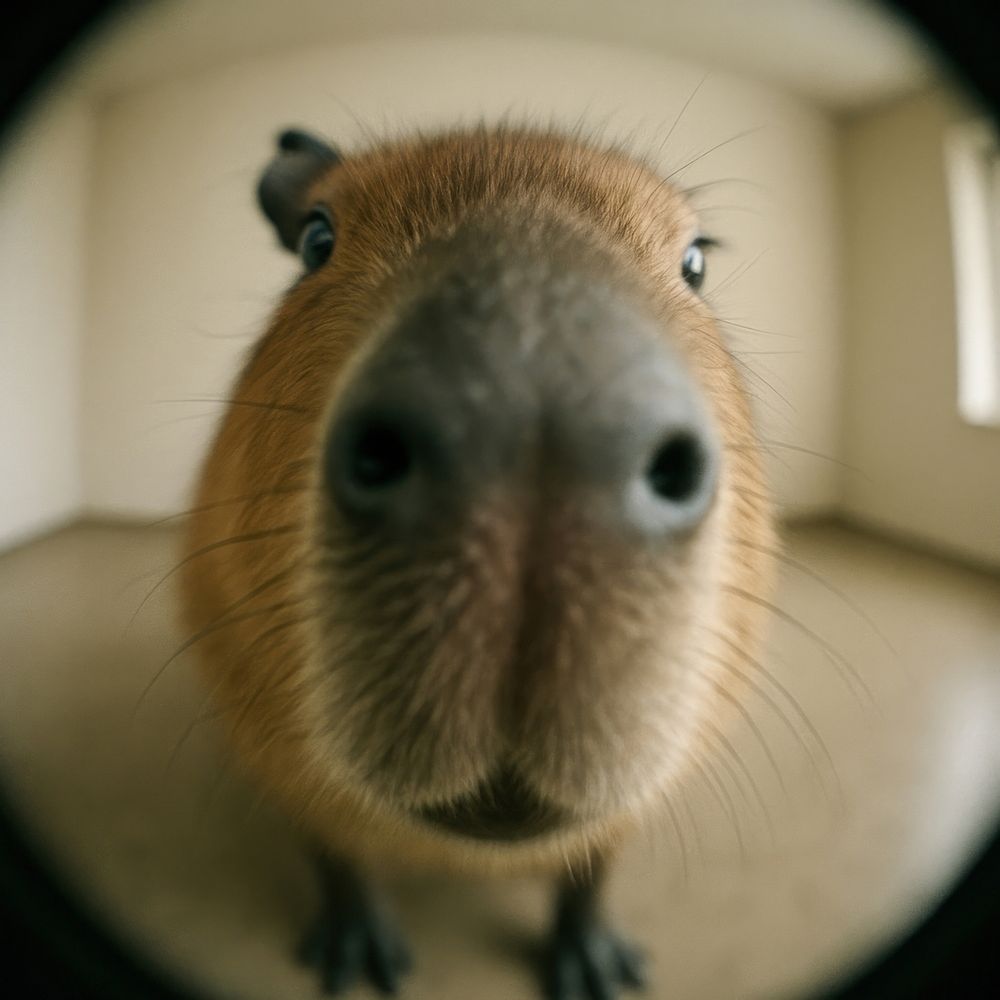 Curious capybara fisheye lens | Free Photo - rawpixel